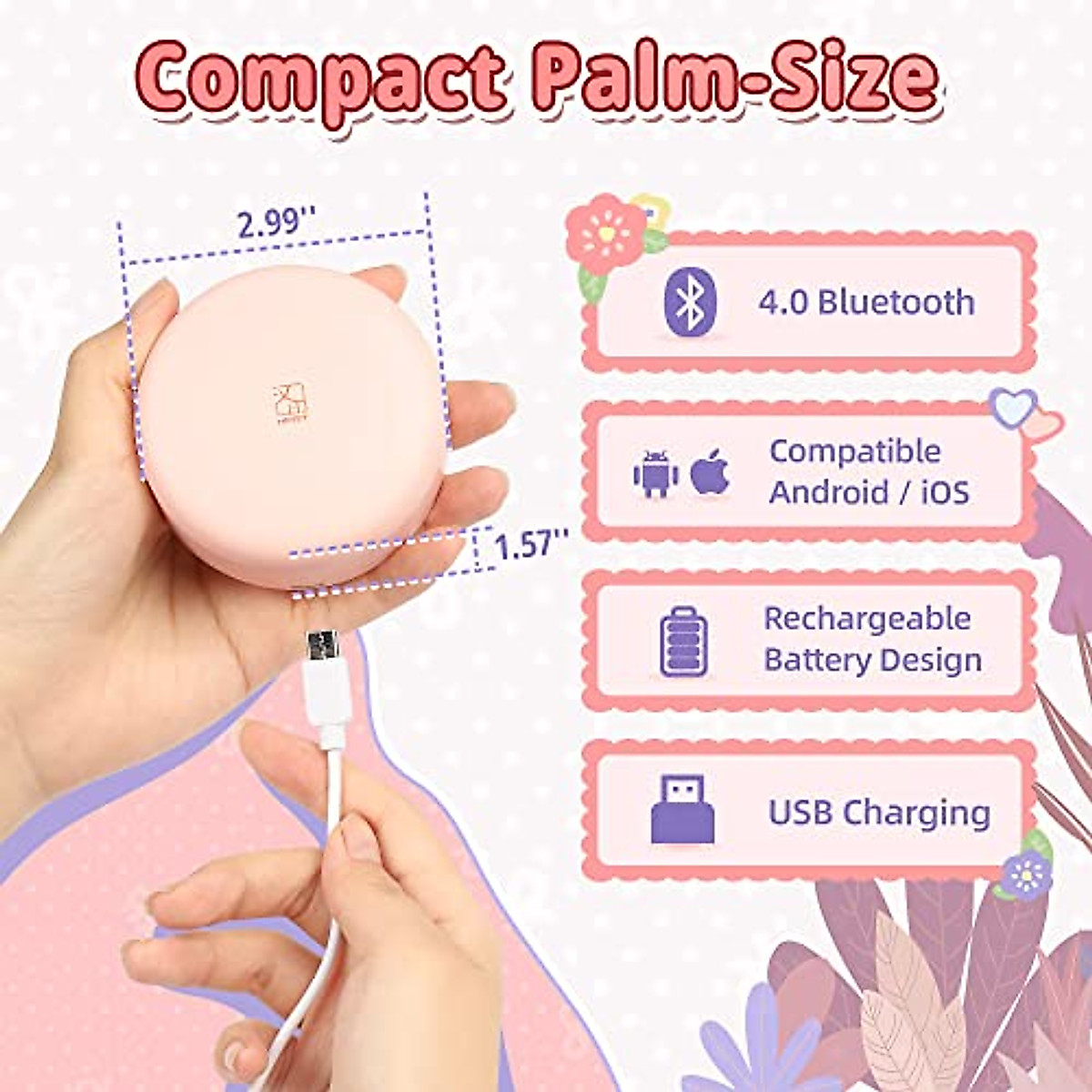 HPRT Label Maker Machine with 4 Tapes, H11 Bluetooth Cute Label Makers, Compatible with Android iOS Waterproof Multiple Templates for Home Organization Office Labeling Inkless