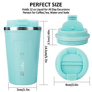 CS COSDDI 12 oz Stainless Steel Vacuum Insulated Tumbler - Coffee Travel Mug Spill Proof with Lid - Coffee Cups for Keep Hot/Ice Coffee,Tea and Beer