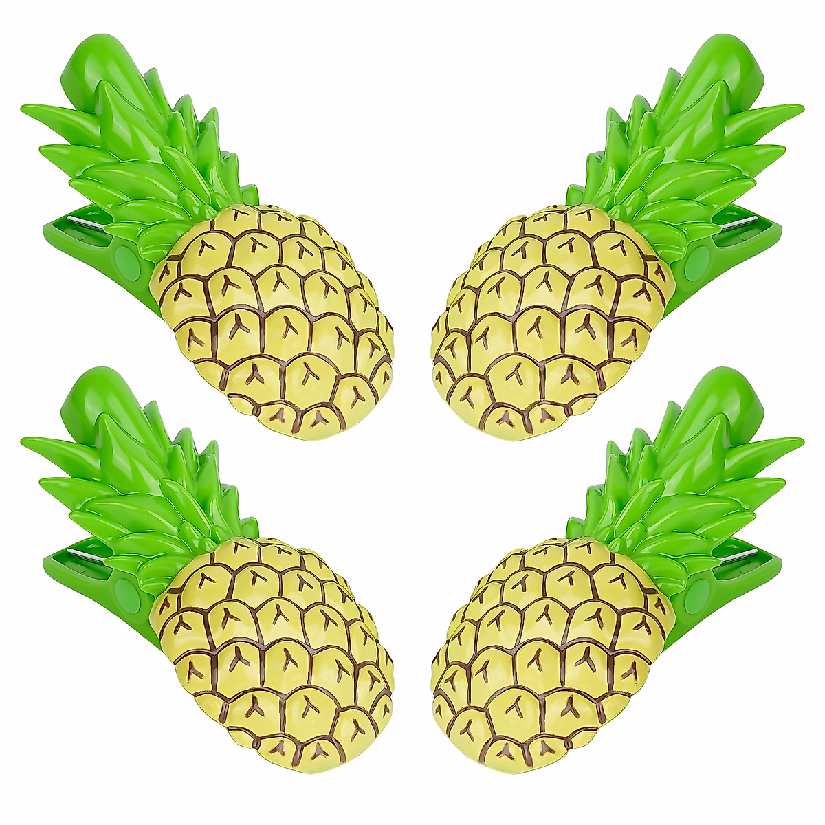 CAIRIAC Beach Towel Clips, Plastic Clothespins Towel Laundry Clips, Clothes Towel Pins for Beach Pool Party Hot Spring Chair (Pineapple, 4 Pcs)