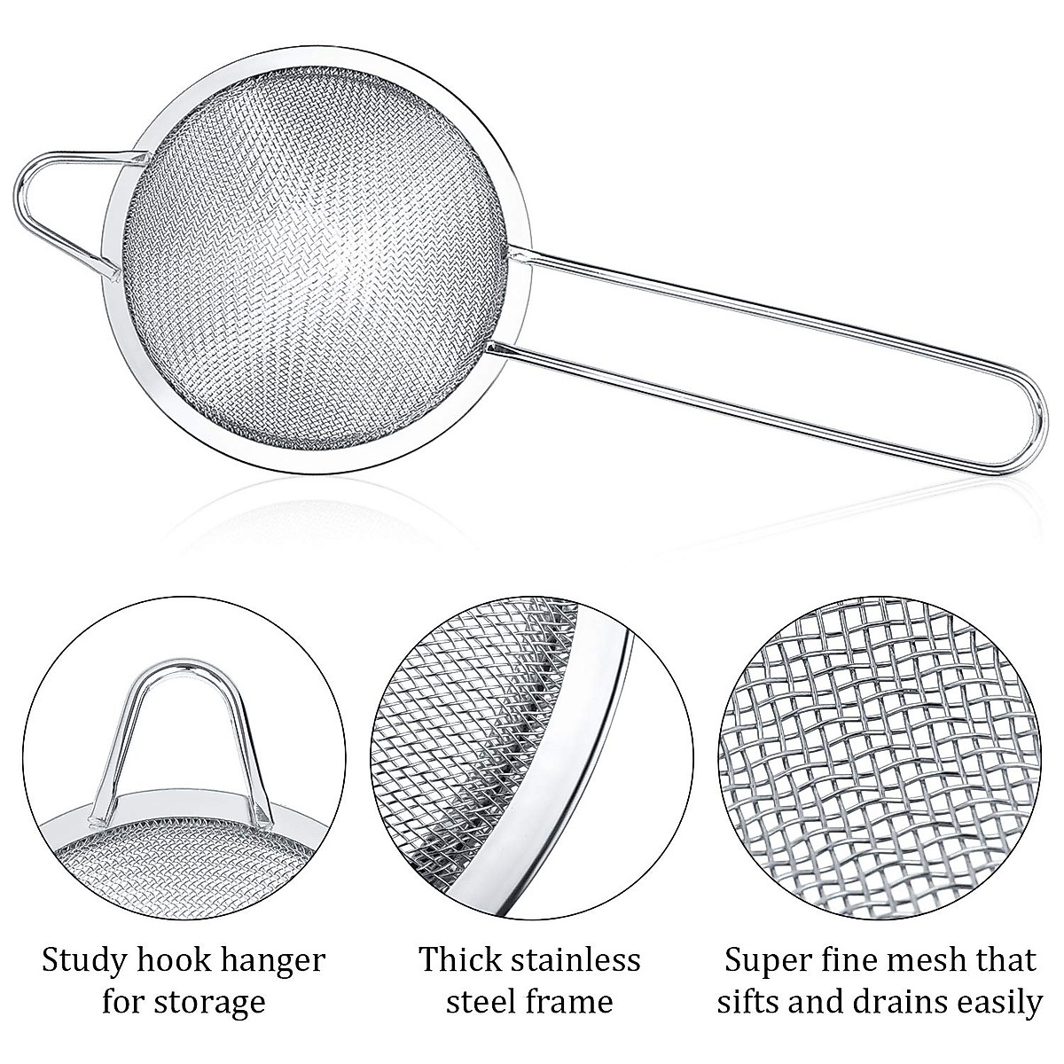 Yungyan 15 Pieces Tea Strainers Cocktail Strainer 3.3 Inches Stainless Steel Fine Mesh Tea Strainer Colander Conical Food Loose Practical Tool, Silver (Silver)