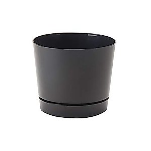 Novelty Majestic Full Depth Round Cylinder Pot, Glossy Black, 6-Inch (10068)