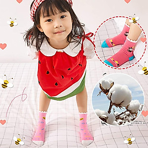 Zumou Toddler Kids Little Girls Cute Cotton Crew Socks 10 Pack Years (M (3-5T) / Toddler, Cute)
