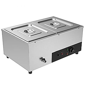Commercial Food Warmer - 2 x 12QT Electric Steam Table - Stainless Steel Buffet Bain Marie