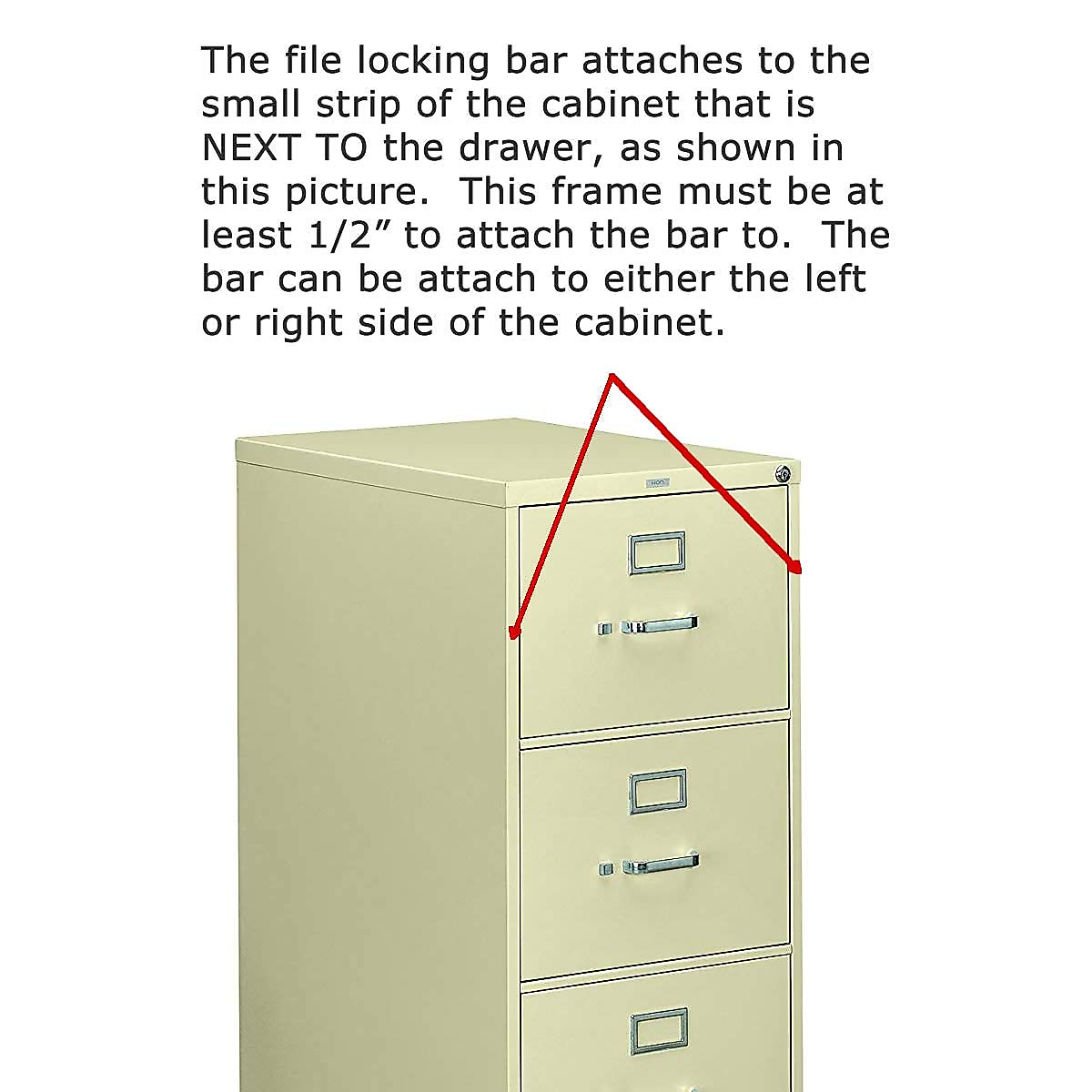 File Cabinet Locking Bar. Fits 5 Drawer File Cabinets. Includes Cobalt Drill Bit. (Gray)