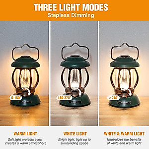 EverBrite Camping Lantern Rechargeable, Retro Metal Camping Light, 4400mAh Battery Powered Hanging Vintage Camping Lamp, 3 Light Modes, Outdoor Tent Light, Emergency Lantern for Power Outage - Green