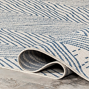 nuLOOM Carina Chevron Waves Indoor/Outdoor Area Rug, 6x9, Blue