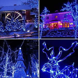 U/C Solar String Lights Outdoor, 100 LED 8-Lighting Modes Solar Fairy Lights, Waterproof Solar Christmas Lights for Garden, Party, Home Decoration (2-Pack, 72ft, Blue)