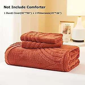 Oli Anderson Fluffy Duvet Cover Set, Faux Fur Rainbow Tufted Duvet Covers Queen Size, 3 Pieces Ultra Soft Warm Plush Comforter Cover Set, Orange (1 Duvet Cover + 2 Pillowcases)