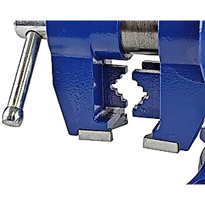 Yost Vises 750-E Multi-Jaw Rotating Vise System | 2 in 1 Multipurpose Bench and Pipe Vise | Secure Grip with Swivel Base | Made with a Combination of Ductile Iron & Hardened Steel | Medium, Blue