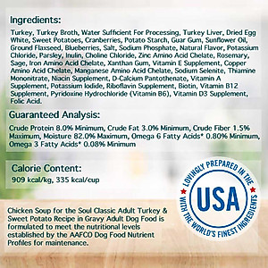 Chicken Soup For The Soul Classic Wet Adult Dog Food, Turkey & Sweet Potato Cuts in Gravy, 13 Ounce Can (Pack of 12) | Soy, Corn & Wheat Free, Canned Dog Food Made with Real Ingredients