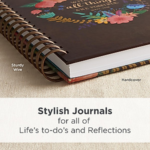 Christian Art Gifts Journal w/Scripture With God All Things Are Possible Mathew 19:26 Bible Verse Floral 192 Ruled Pages, Large Hardcover Notebook, Wire Bound