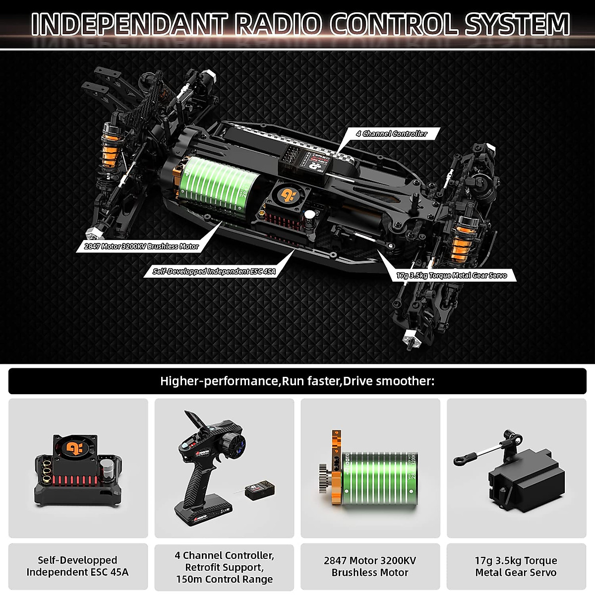 AMORIL1:12 Brushless RC Cars for Adults,Top Speed 90+KPH Fast Remote Control Car with Carbon Fiber Chassis,Adjustable Motor Mount and Central Slipper Clutch,Hobby Buggy Vehicle Gift for Kids