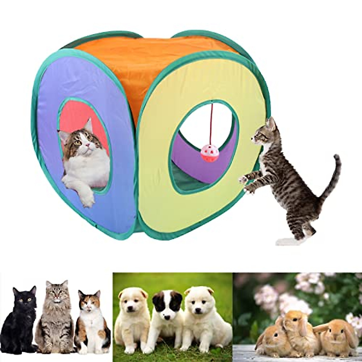 Cat Toys Set 36 PCS, Cat Toys Kitten Toys Interactive Cat Toys for Indoor Cats Collapsible Cat Tunnels Cat Feather Teaser Wand Feather Toy Springs Mouse Crinkle Balls Bell Play for Cat Kitty Kitten