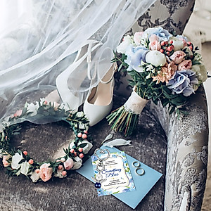 HOWAF Something Blue for Bride to Be on Wedding Gifts for Daughter - 1pcs Wedding Day Card 1pcs Angel Bouquet Garter Clip 1pcs Blue Organza Bag from Mom Dad Grandma Sister Friends