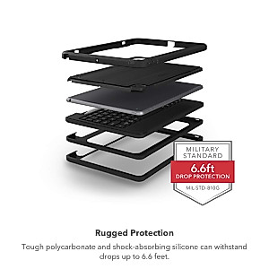 ZAGG Rugged Book iPad Case with Detachable Magnetic-Hinged Keyboard for iPad Air 3, iPad Pro 10.5" & 10.2" (9th Gen), Multi-Device Bluetooth, Apple Pencil Holder, Long-Lasting Battery, Wireless, Black