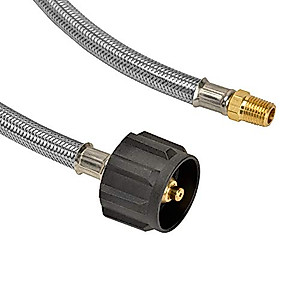 only fire 2pcs 1/4" Male NPT RV Propane Hose 12inch Stainless Braid Pigtail Hose Connector with Type 1 Connection
