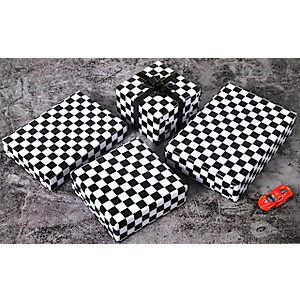 Titiweet Checkered Flag Wrapping Paper - Race Car Wrapping Paper for Boys Girls, 4 Large Sheets Cars Wrapping Paper for Birthday Christmas Holiday, 39.4 x 27.6 Inches Per Sheet (Race Car)