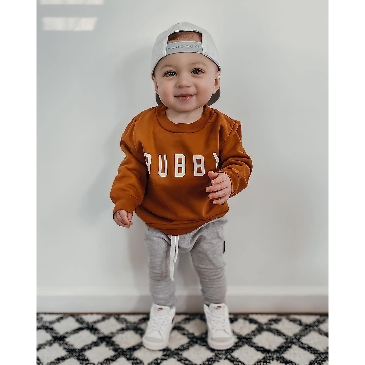 YOKJZJD Infant Toddler Baby Boy Fall Winter Outfits Letter Pullover Sweatshirt Long Sleeve T-Shirt Tops Pants Sweatsuit Clothes Set (Brown, 2-3T)