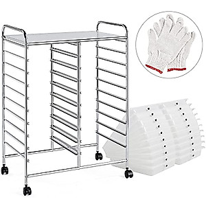 Yaheetech 20 Drawers Rolling Storage Cart Multipurpose Movable Organizer Cart Tools Scrapbook Paper Organizer on Wheels, White