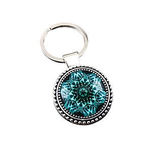 Teal Medallion Keychain for Women Handbag Charm
