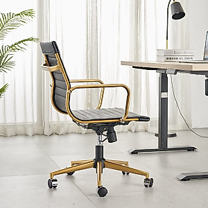 Hioryllks Black Gold Office Chair Black Gold Office Desk Chair Modern Office Chair Ergonomic Cute Desk Chair (3011 Gold Black)