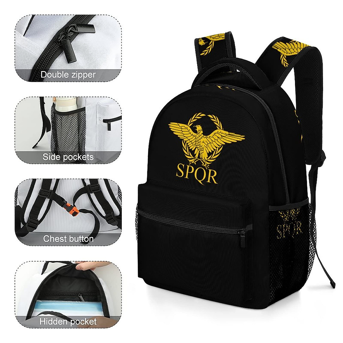 Roman Empire Senate SPQR Flag Laptop Backpack Fashion Shoulder Bag Travel Daypack Bookbags for Men Women