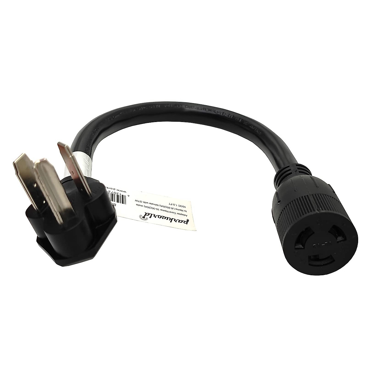 Parkworld 885422 Adapter Cord NEMA 10-30P Male to L6-20R Female, 20A, 250V, 1.5FT