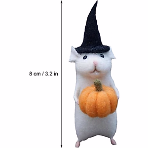 DABATO Halloween Mouse with A Pumpkin, 2024 New Cute Handmade Wool Felt Christmas Mouse Ornament, Needle Felted Pumpkins Animals Decoration, Christmas Home Decoration Gifts (B)