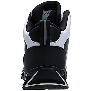 Joomra Men's Basketball Shoes White for Walking Jogging Gym Fitness Travel Stylish Lace up High Mid Top Cushion Trainer Athletic Sneakers Size 11