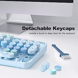 Atelus Large Print Keyboard, USB Wired Computer Keyboard with Retro Keycaps, Numeric Keypad and Media Hotkey for Office Desktop PC Laptop and Windows 7 8 10 11 (Blue Colorful)