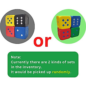 Macro Giant 6 Inch PU Foam Jumbo Big Playing Dice, Set of 4, Basic Color, Math Teaching, Teaching Aids, Board Games, Kid Toy