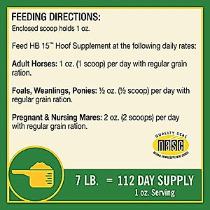 Farnam HB 15 Hoof Supplement, Supports Healthy hoof Growth 7 Pound, 112 Day Supply
