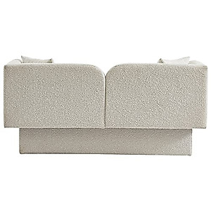 Meridian Furniture 616Cream-L Marcel Collection Modern | Contemporary Loveseat with Rich Cream Boucle Fabric, Curved Back, 68" W x 28" D x 32" H, Cream
