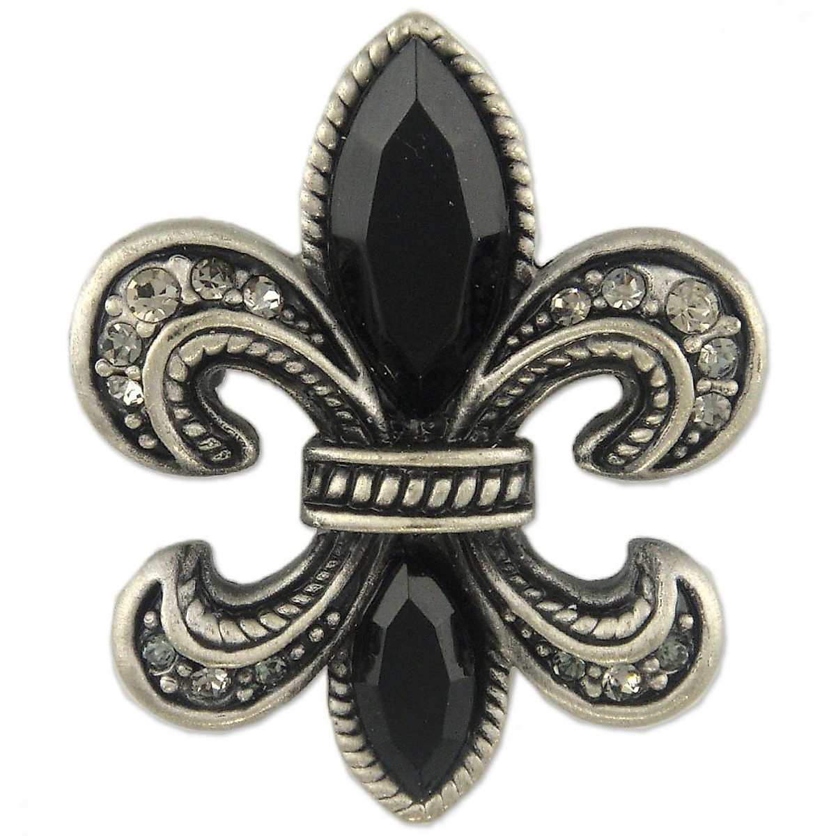 Women's Crystal Antique Black Fleur De LYS Brooch Pin Made with Swarovski Elements