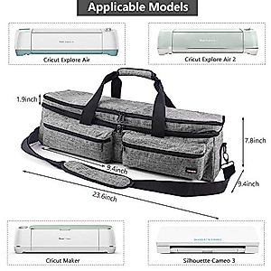 Suteck Double-Layer Carrying Bag for Cricut Explore Air (Air2), Tote Bag Compatible with Cricut Maker, Silhouette Cameo 3, Gray
