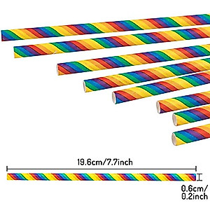 Shuiniba Biodegradable Striped Paper Straws,Paper Drinking Straws for Party, Events and Crafts,Baby Shower Decorations 7.75 Inches,100 Packs - Rainbow Color