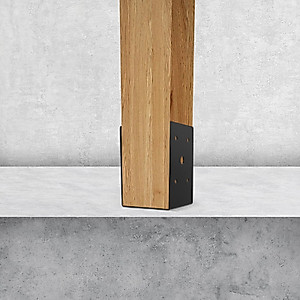 Nrspp 4x4 Concrete Post Anchor 4 Pcs(Inner Dia 3.6"x3.6") U Shape Fence Post Holder Ground Spike Metal Black Powder Coated Post Base