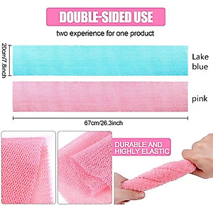 2 Pcs African Net Sponge, African Exfoliating Clean Bath Sponge, Bath Bath Towels,Nylon Net,Wash Cloths,Back Scrubber for Shower, Suitable for Daily use (Lake Blue Pink)