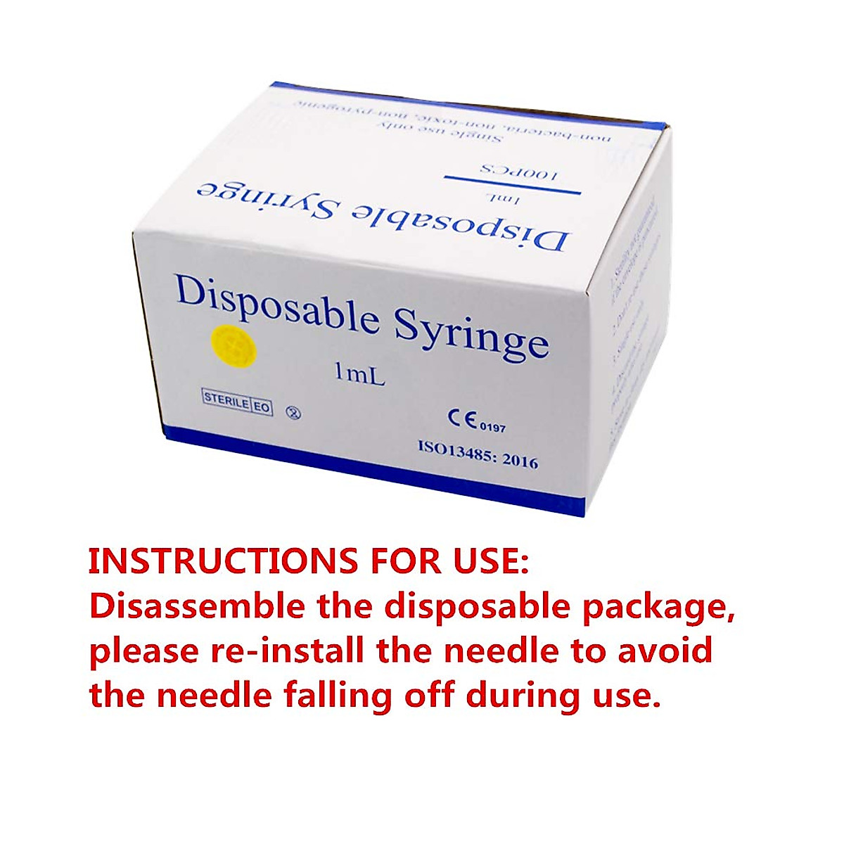 1ml 25G Syringe with Needle,Disposable Sterile Syringe 100pcs