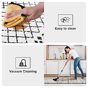 KIMODE Kitchen Mats 2PCS,Cushioned Anti Fatigue Kitchen Rugs and Mats,Non Skid Waterproof Kitchen Mats for Floor,Comfort Foam Standing Mat for Home, Office,Sink,Laundry,Desk,Black and White