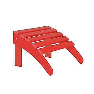 WO Home Furniture Adirondack Chair Outdoor Ottoman Set of 2 PCS Classic Patio Furniture (Red)
