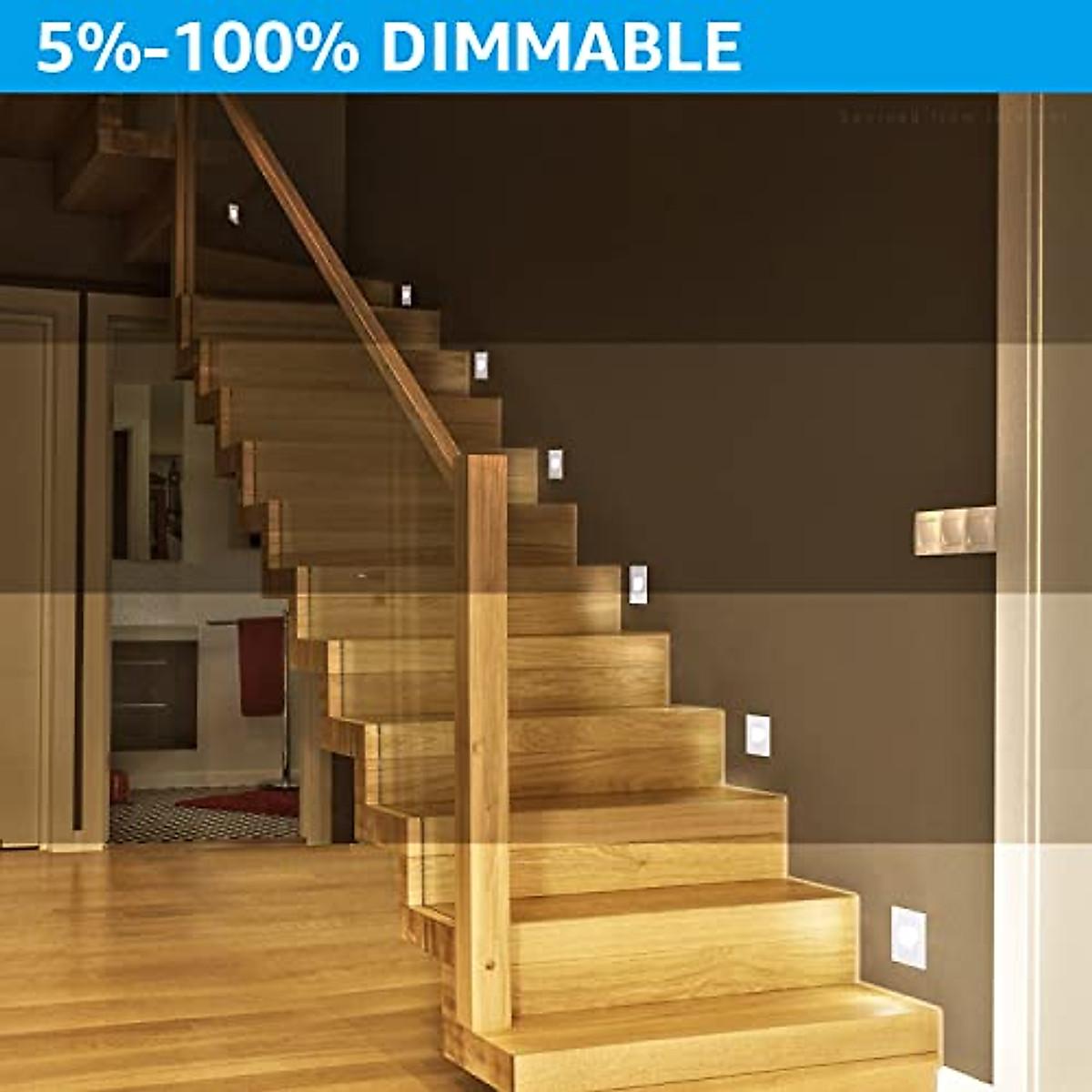 LEONLITE Classic Series 120V LED Step Lights, Dimmable 3.5W Indoor Outdoor Stair Light, 110lm, ETL Listed, Vertical, IP65 Waterproof, Aluminum, CRI 90, 3000K Warm White, White, Pack of 6