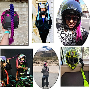 HHongJM Helmet Pigtail Motorcycle Helmet Ponytail Bicycle Helmet Braids Hair Tails Used for Any Helmets/Reusable Design 24Inch (Helmet Not Included)