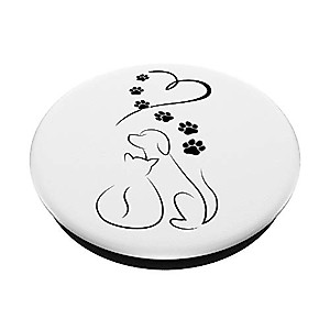 Dog Cat Paws with Heart PopSockets PopGrip: Swappable Grip for Phones & Tablets