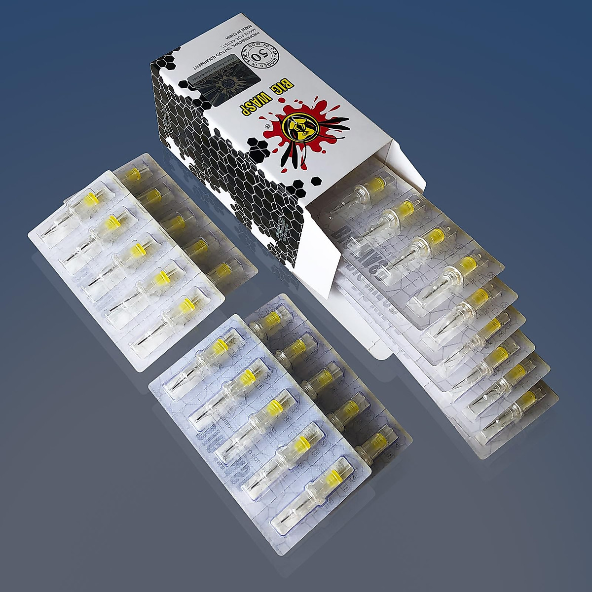 BIGWASP 50pcs Assorted Disposable Cartridge Tattoo Needles Round Shader Mixed 3RS 5RS 7RS 9RS 11RS (50pcs #12 Standard RS)