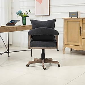 Wekity Computer Chair Office Chair Adjustable Swivel Chair Fabric Seat Home Study Chair (Black)