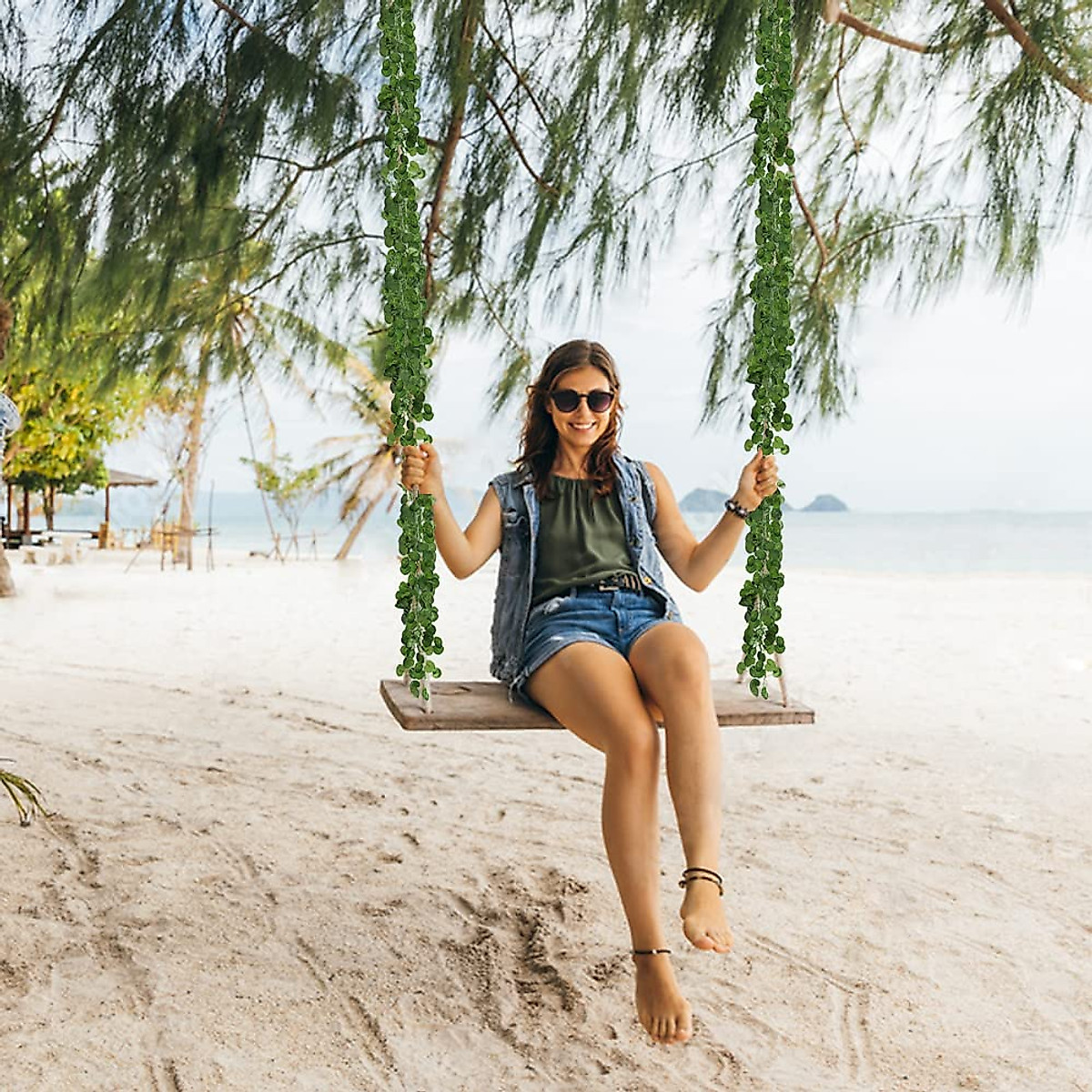 COCOBOO 36pcs 245ft Artificial Greenery Garland Fake Vines Hanging Ivy Garland for Wedding Garden Swing Frame Outdoor Home Bedroom Decoration