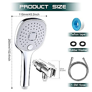 Welan Shower Head with Handheld, 3 Spray Modes High Pressure Shower Heads with Hose , High Flow Hand Held Rain Showerhead with Stainless Steel Hose