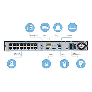 HIKVISION 16-Channel PoE 4K Network Video Recorder NVR, Embedded Plug & Play DS-7616NI-I2/16P（2021 New Version）