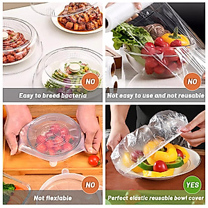 300Pcs Reusable Elastic Food Bowl Storage Covers, Sublaga Bowl Covers, Dish Plate Covers, Alternative to foil, Plastic Wrap,BPA Free